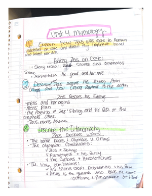 Greek Mythology Notes Units 9-16 Part 2 - ” I. The Daughters of Minyas ...