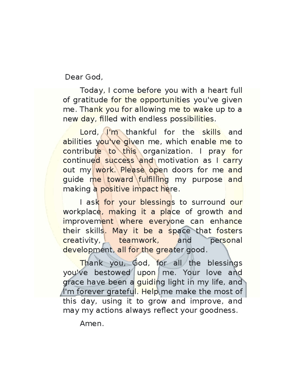 Prayer-immersion - Dear God, Today, I come before you with a heart full ...