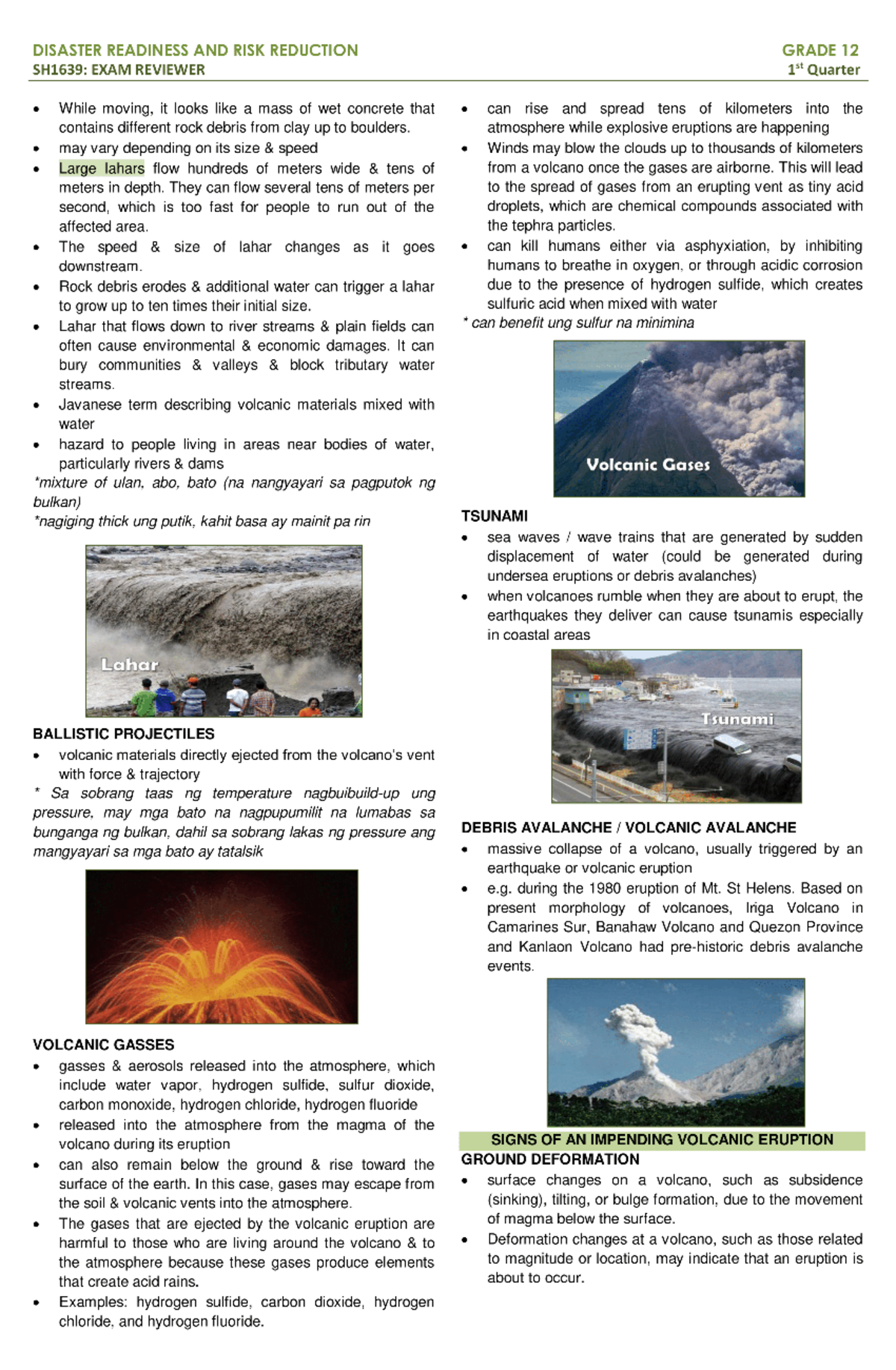 volcano and geological hazards - Disaster Readiness and Risk Reduction ...