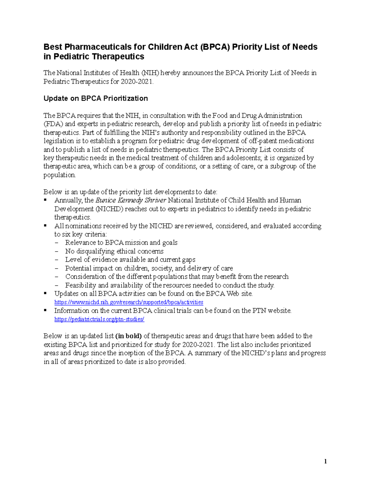 2020Priority List Feb 2020 BPCA - Best Pharmaceuticals for Children Act ...