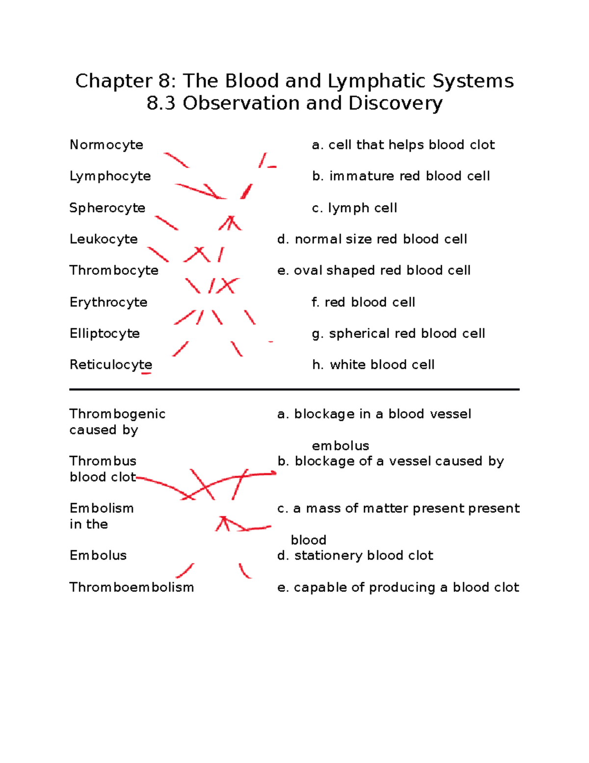 Chapter 8- The Blood and Lymphatic Systems 8.3 Observation and ...