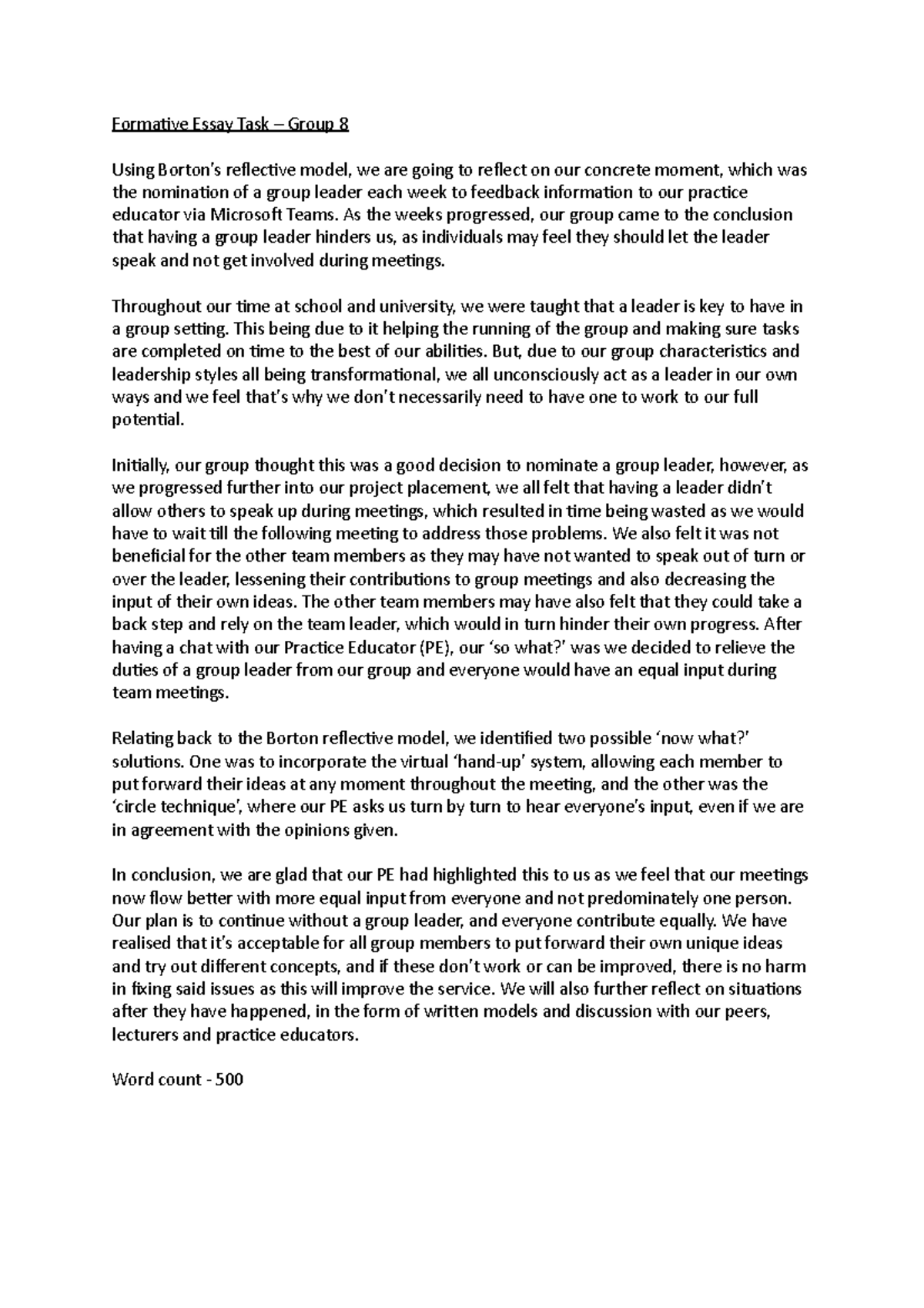 Formative Essay Task - Grade: B+ - Formative Essay Task – Group 8 Using ...