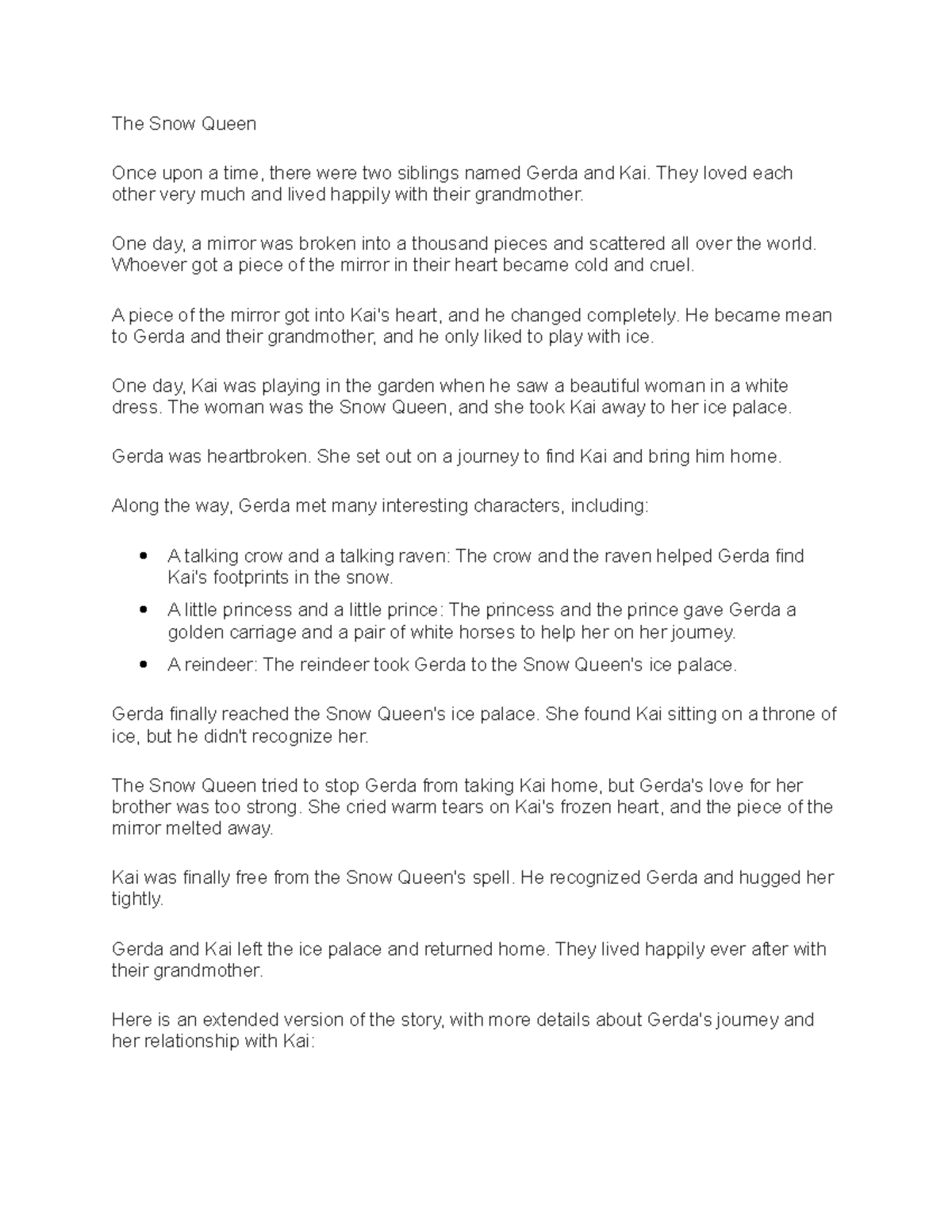 The Snow Queen - Story - The Snow Queen Once upon a time, there were ...