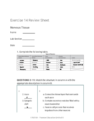 Lab Ass. 6 - Lab assignment completed - Exercise 6 Review Sheet The ...
