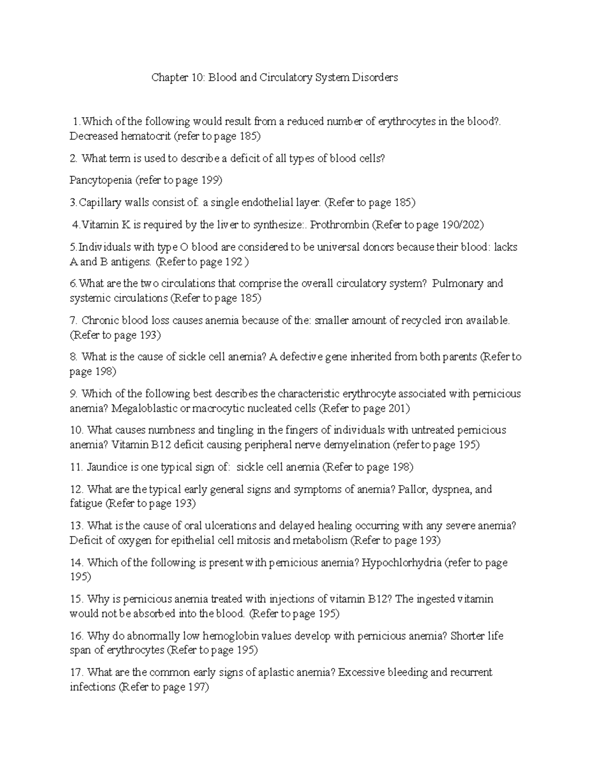 Chapter 10 blood and circulatory system disorders - Chapter 10: Blood ...