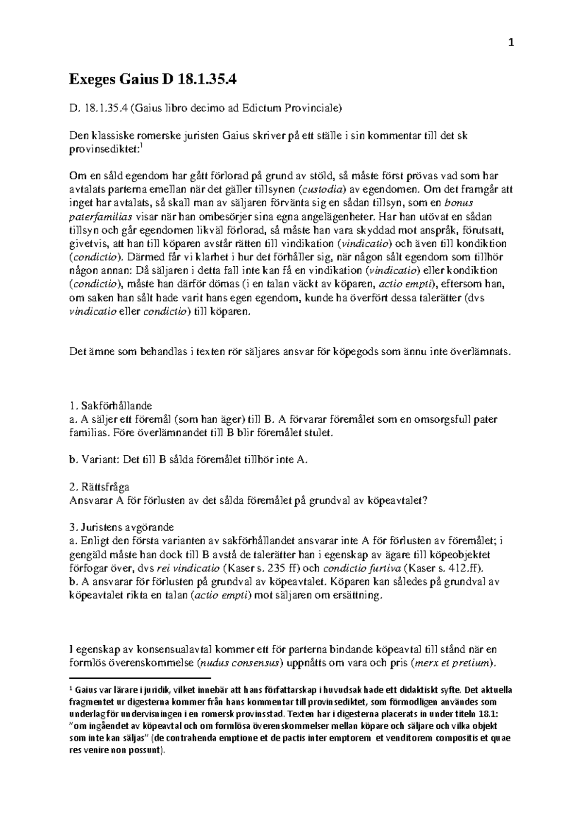 Texttolkning av Gaius D 18.1.35.4 - Exeges Gaius D 18.1. D. 18.1.35 ...