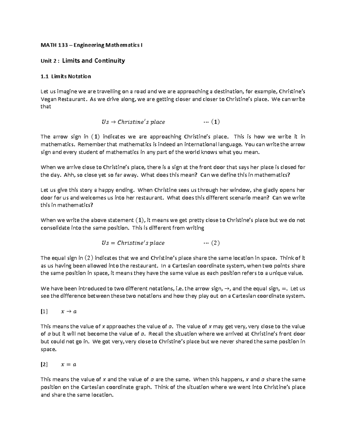 Math 133 - Unit 2 Limits and Continuity - MATH 133 – Engineering ...