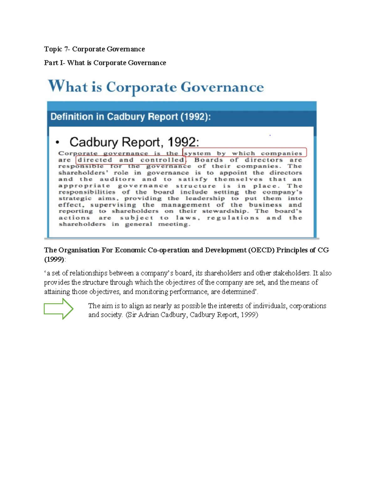 Topic 7-Corporate Governance - Topic 7- Corporate Governance Part I ...