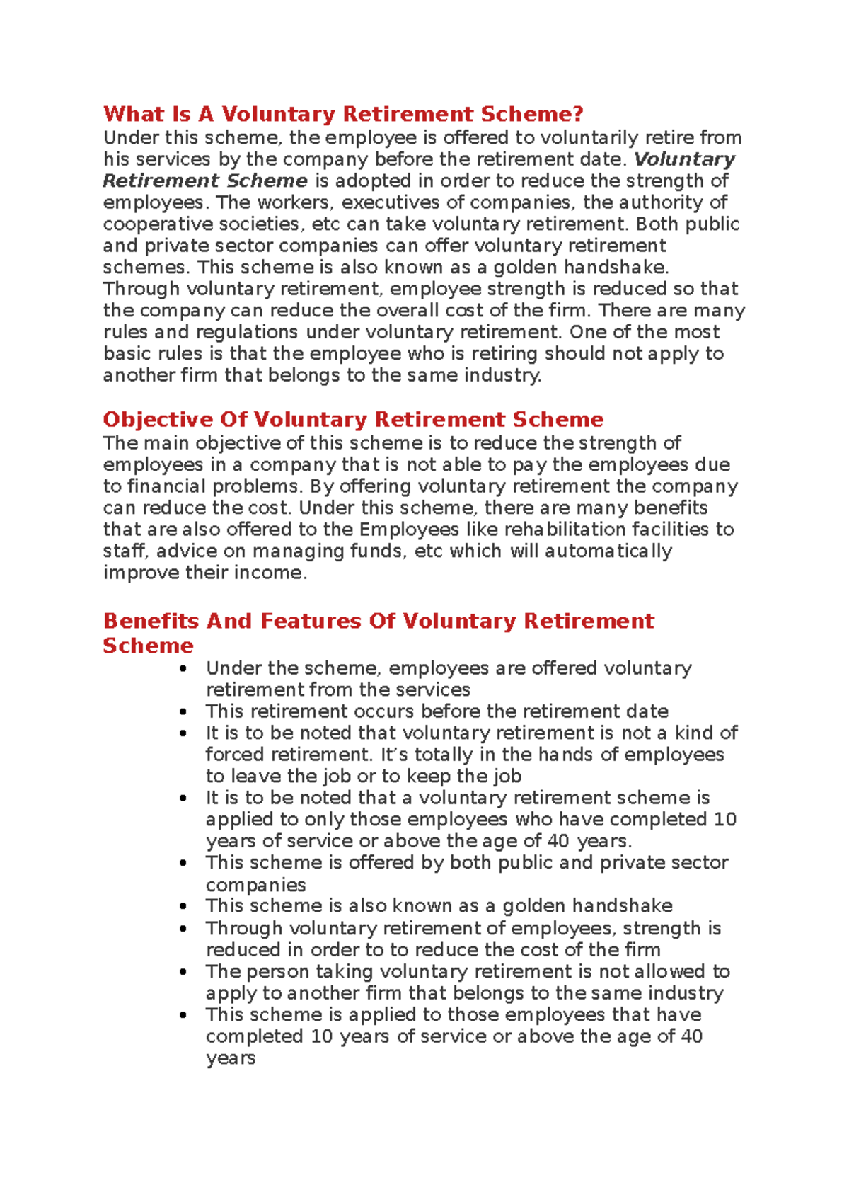 VRS - notes from teacher - What Is A Voluntary Retirement Scheme? Under ...