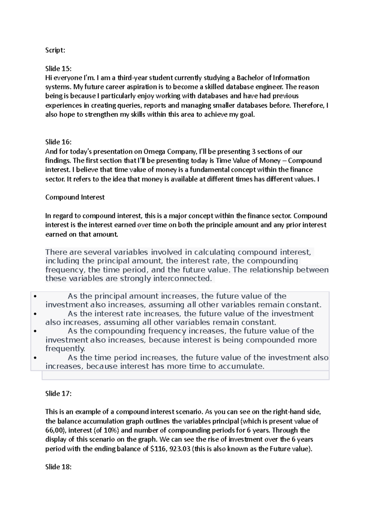 Script - Script: Slide 15: Hi everyone I’m. I am a third-year student ...