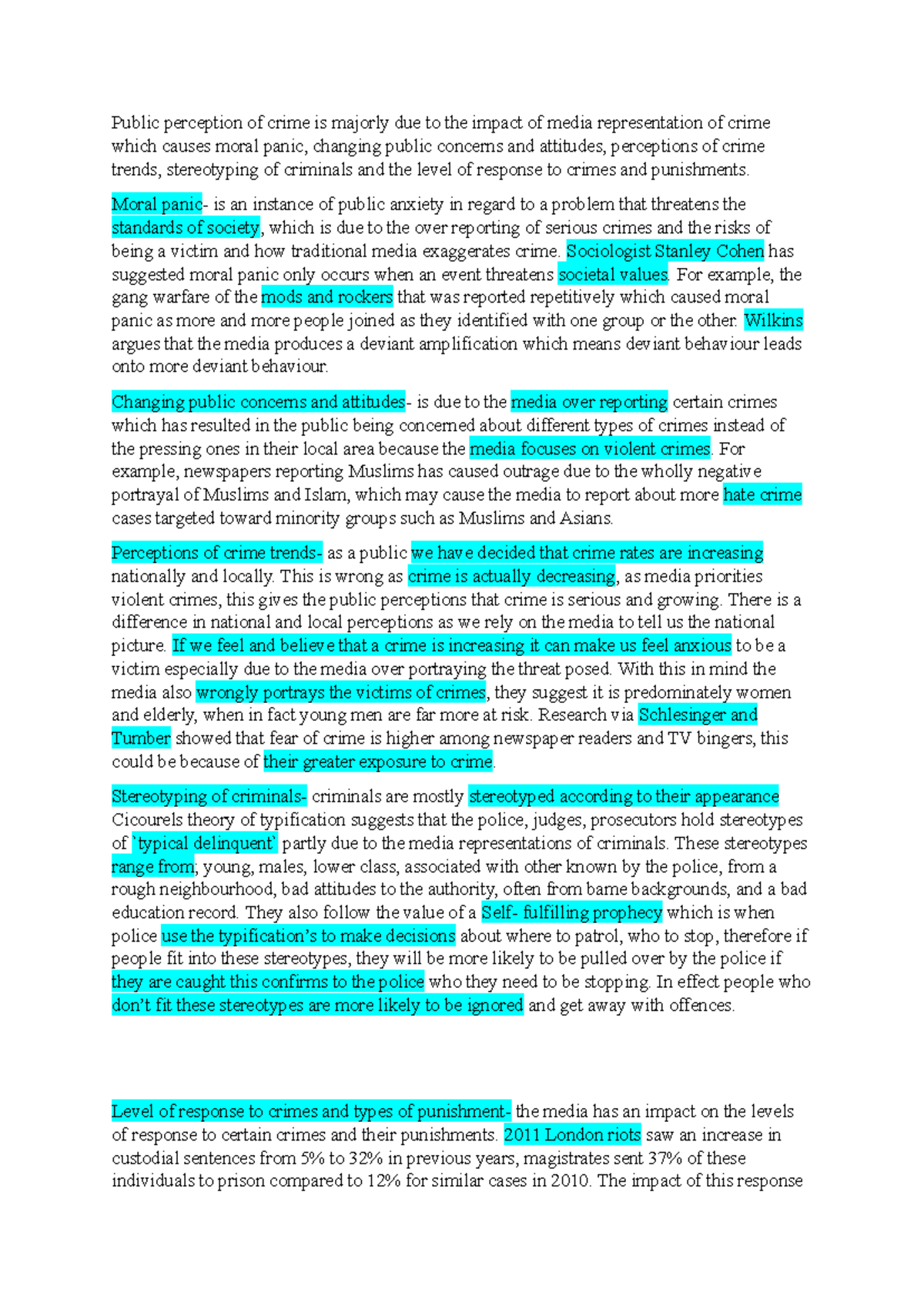 Ac 1 - Crim summary of the media - Public perception of crime is ...