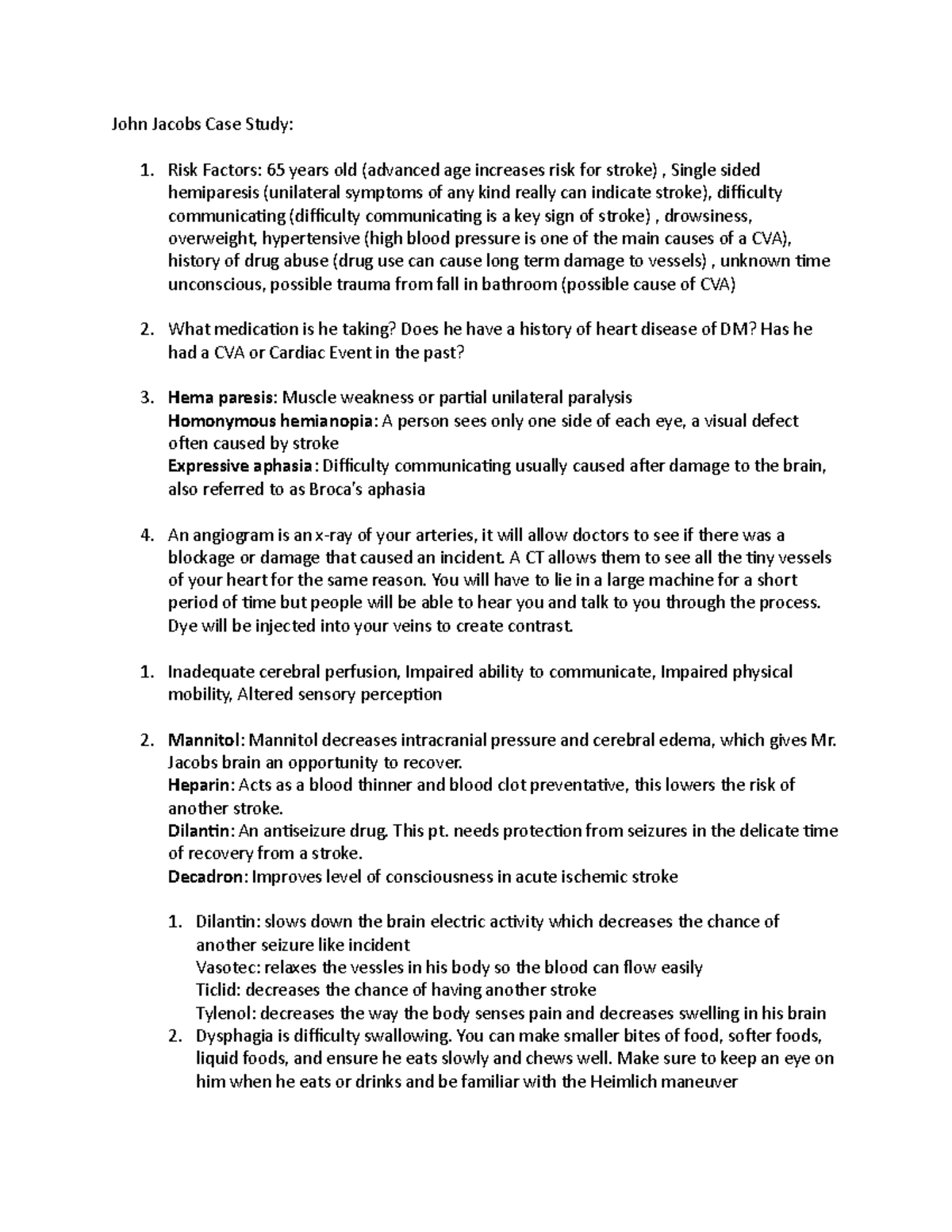 John Jacobs Case Study - John Jacobs Case Study: Risk Factors: 65 years ...