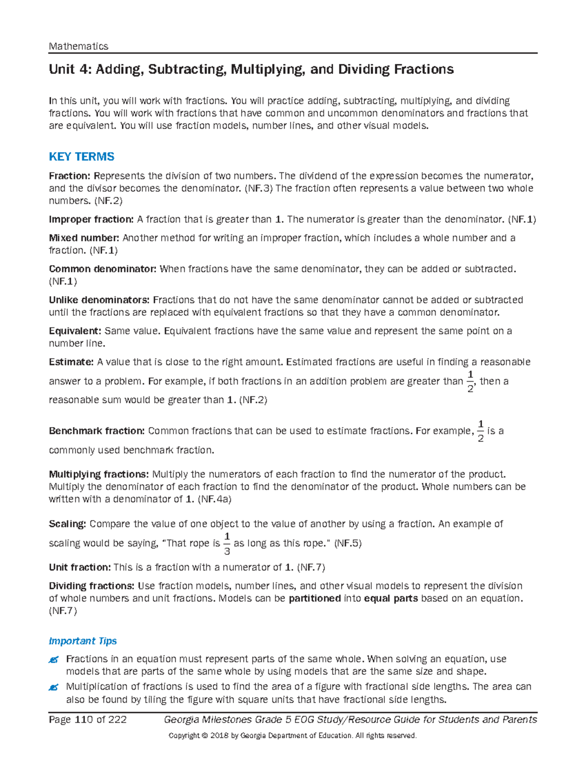 Amelyah Early - GR05 Math Unit4 - Page 110 of 222 Georgia Milestones Grade 5 EOG Study/Resource ...