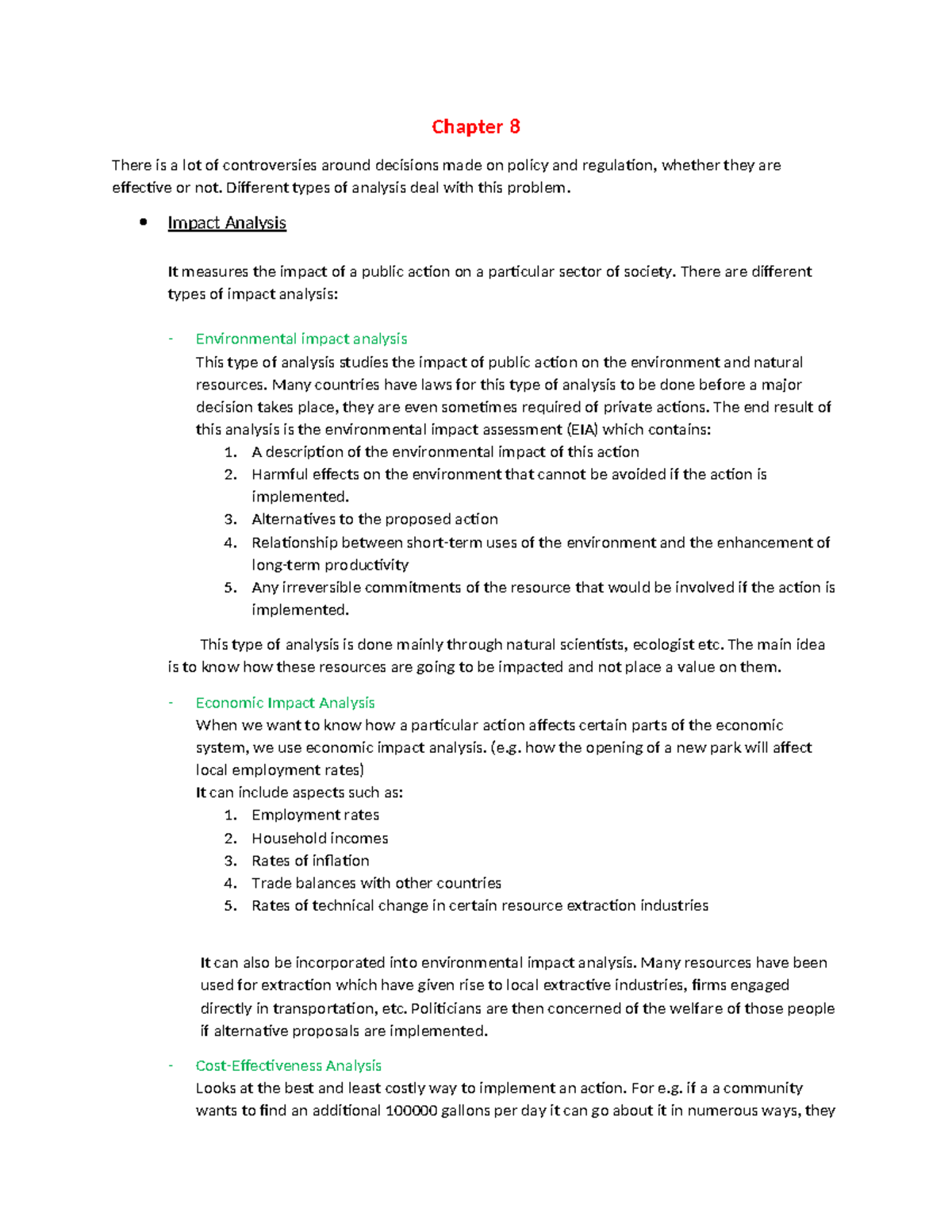 NR - Chapter 8 - Summary Natural Resource Econ - Chapter 8 There is a lot of controversies ...