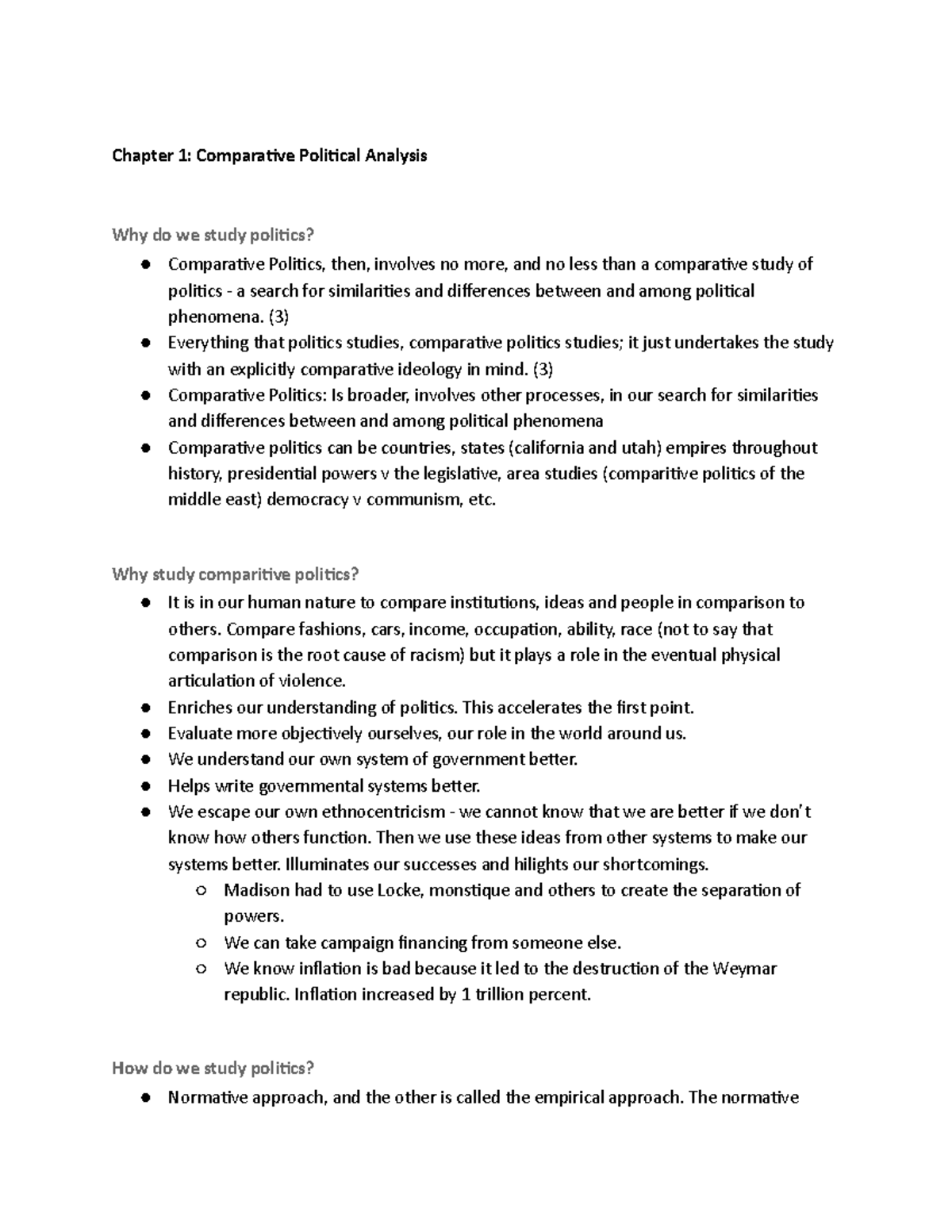 POLS 2200 Comparative Politics - Chapter 1: Comparative Political ...