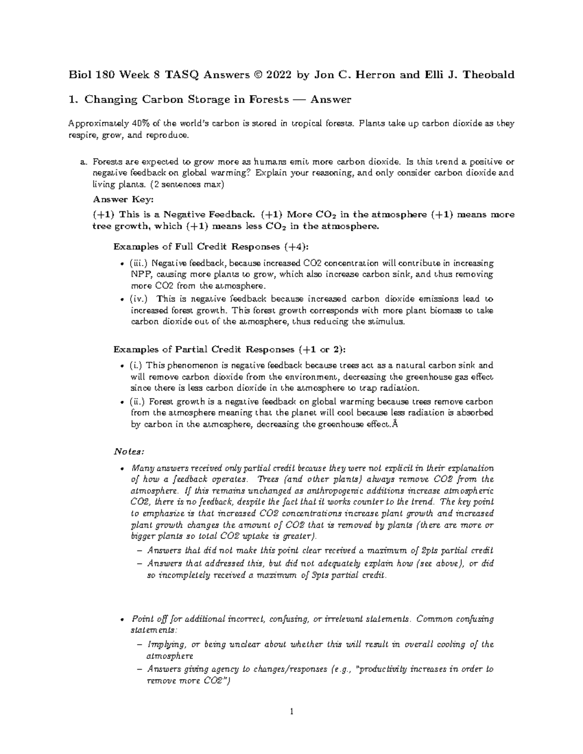 Tasq sp22 wk08 ans - Practice exam questions- Prof. Jon Herron - Biol ...
