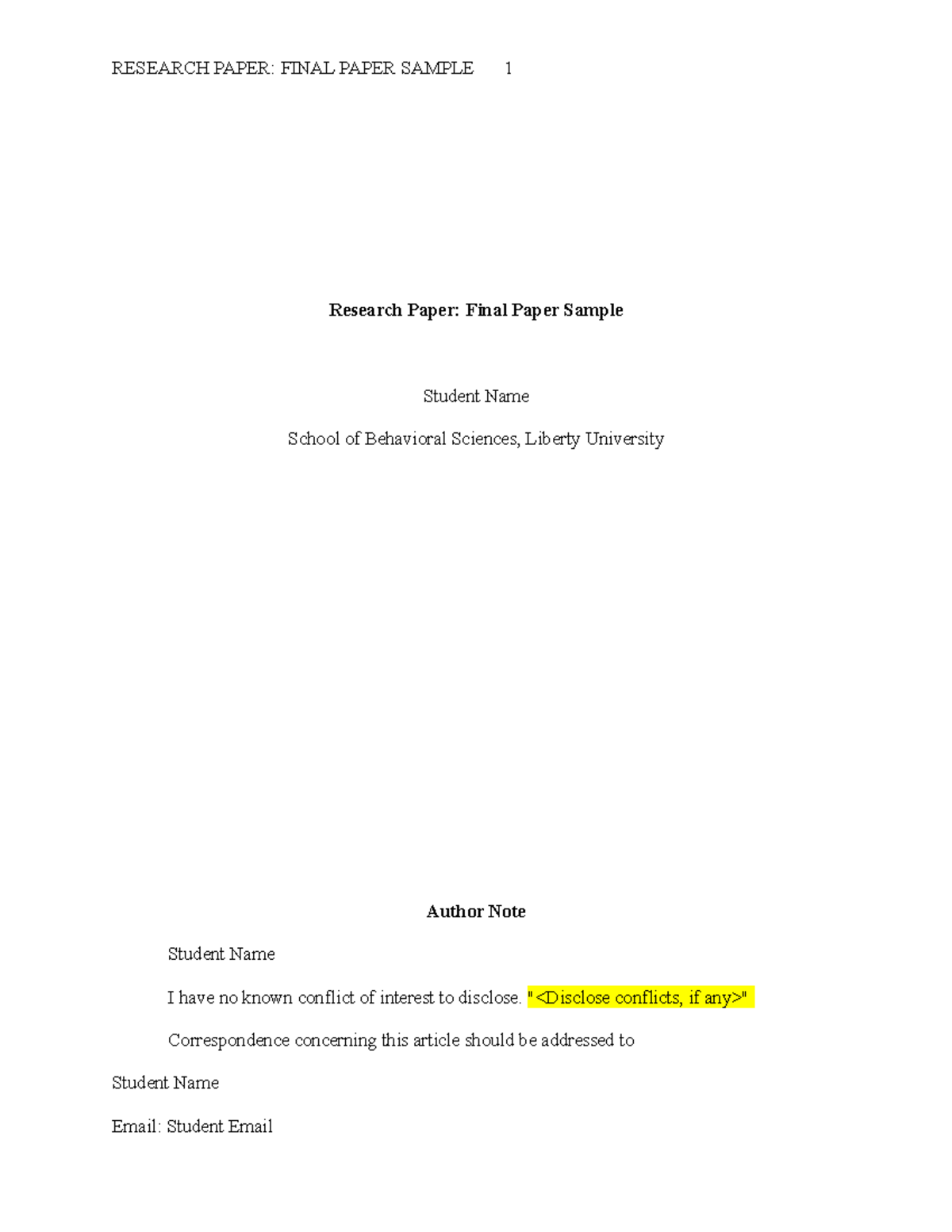 Research Paper Final Submission Example - Research Paper: Final Paper ...