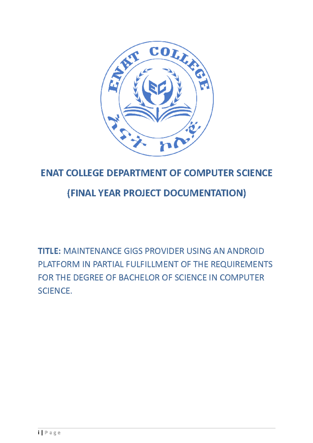 Final YEAR Project ENAT College Department OF Computer Scince (Final) - ENAT COLLEGE DEPARTMENT ...