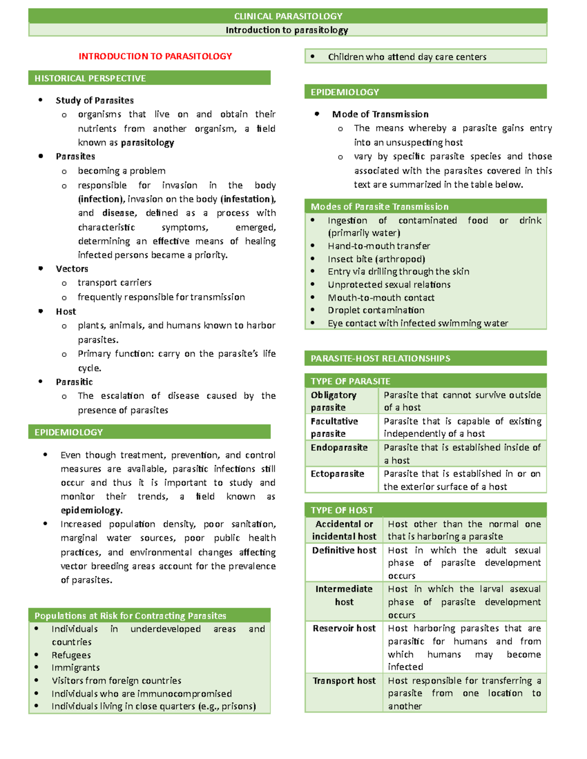 Introduction TO Parasitology - Introduction to parasitology ...