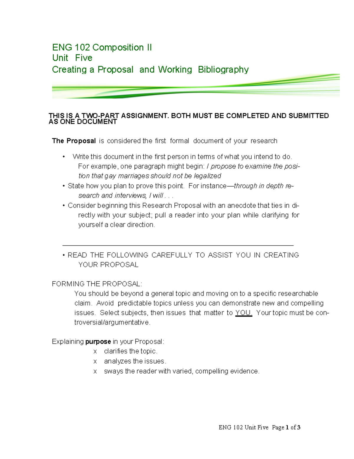 Unit 5 Full Assignment - N/A - ENG 102 Unit Five Page 1 of 3 ENG 102 ...