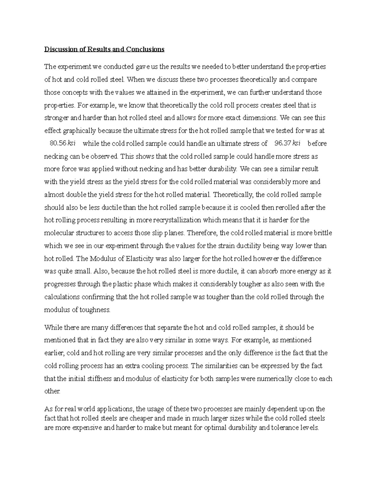 Lab1discussion - Discussion of Results and Conclusions The experiment ...
