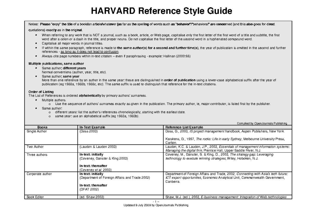 Harvard 2009 Reference guide - 1 – Notes: Notes: Notes: Notes: Please ...