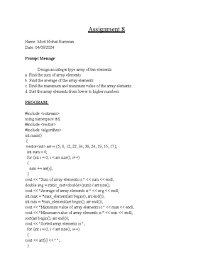EET 110 Lab 6 - ASSIGNMENT - Assignment 6 Name: Most Nishat Rumman Date: 03/27/ Prompt Message ...