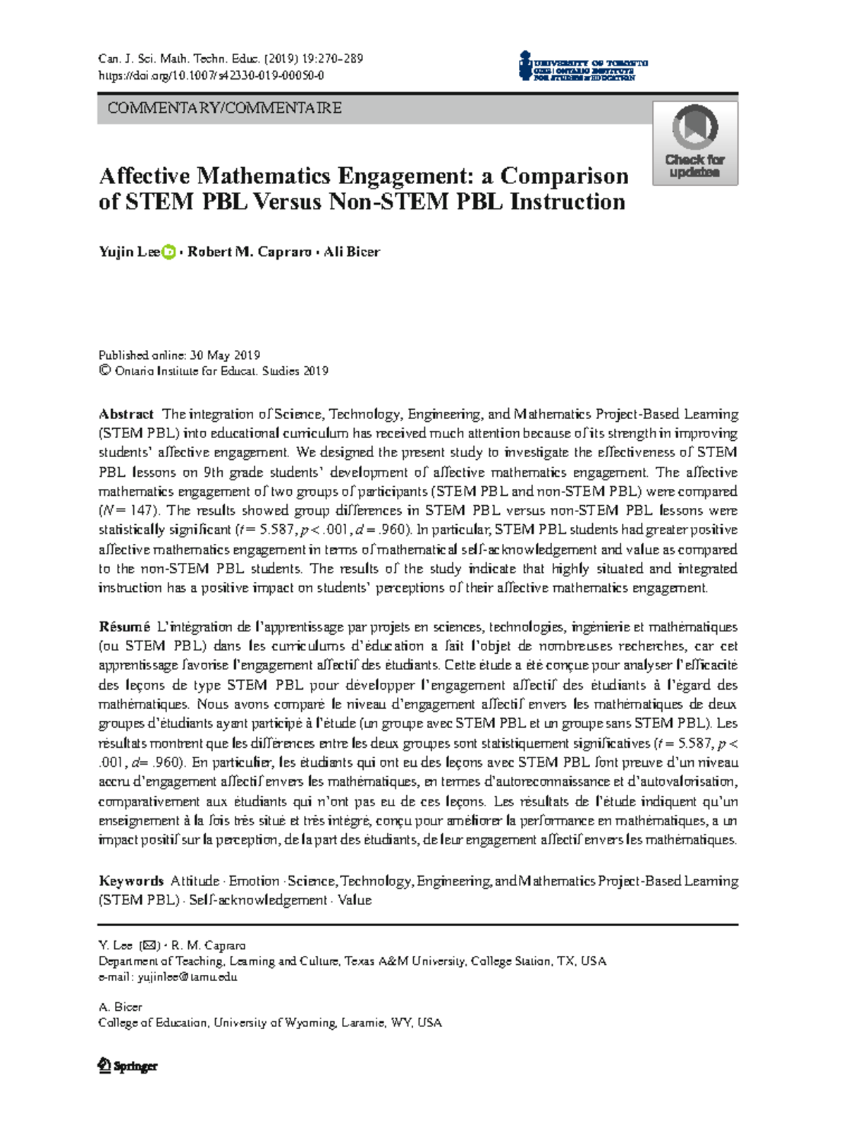 7. Affective Mathematics Engagement a Comparison of STEM PBL Versus Non ...