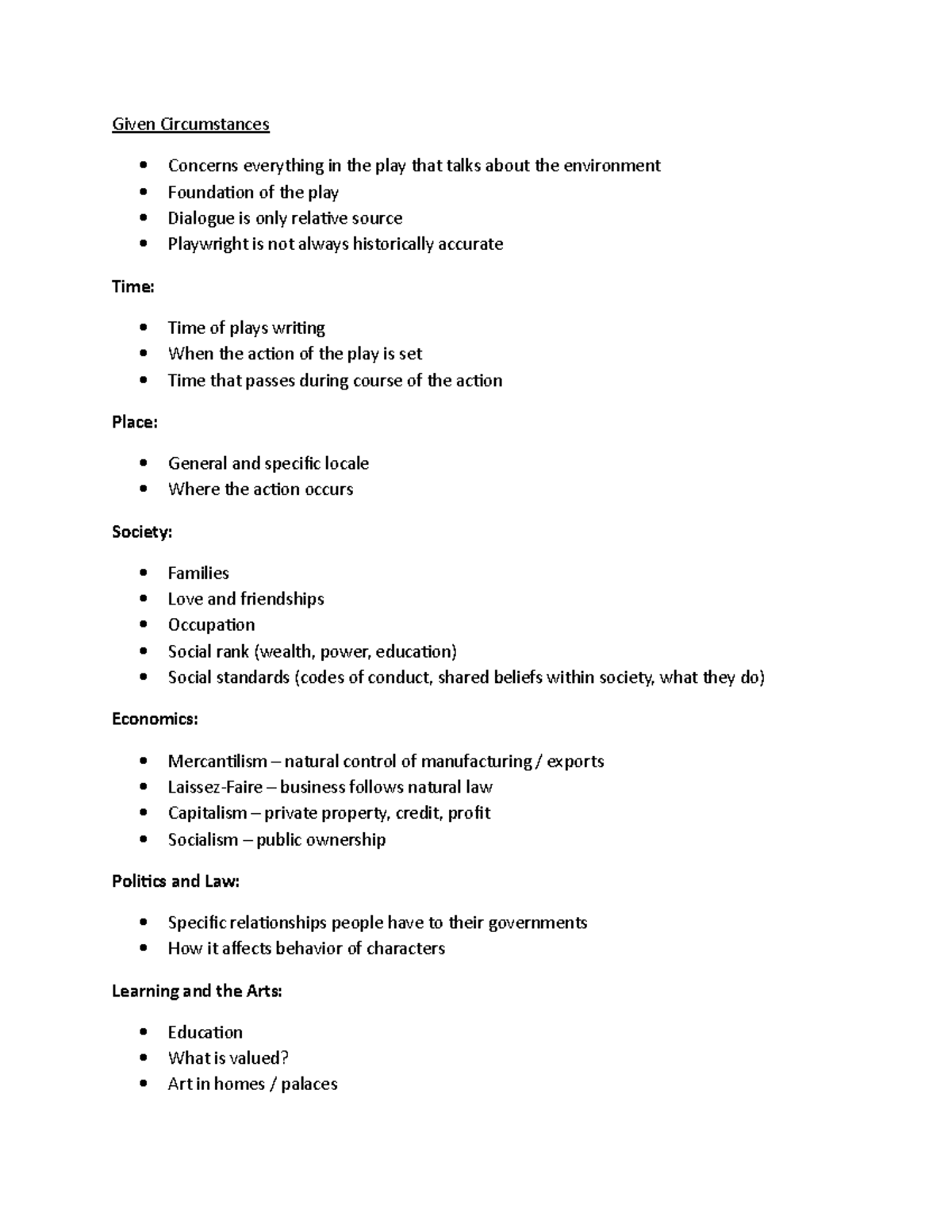 Given Circumstances Notes - Given Circumstances Concerns everything in ...