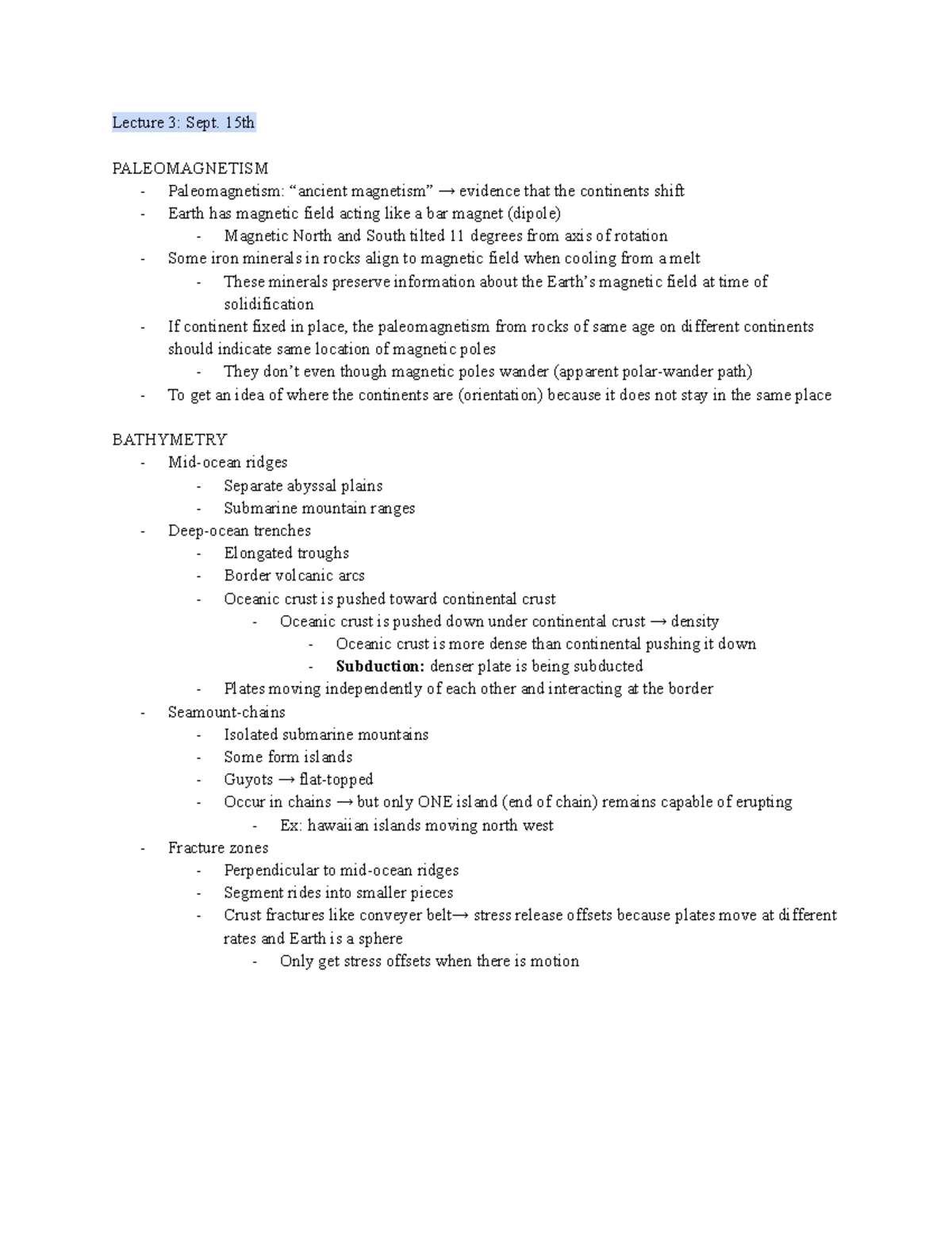 Lecture 3: Paleomagnetism - Lecture 3: Sept. 15th PALEOMAGNETISM - Paleomagnetism: “ancient ...