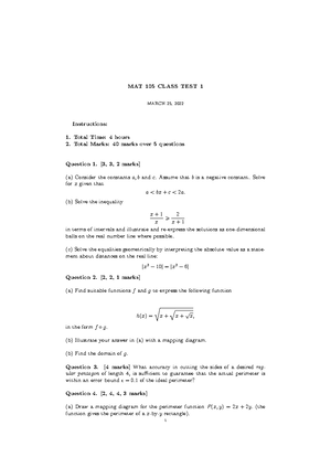 MAT105 - UWC - Mathematics 105 - Studocu