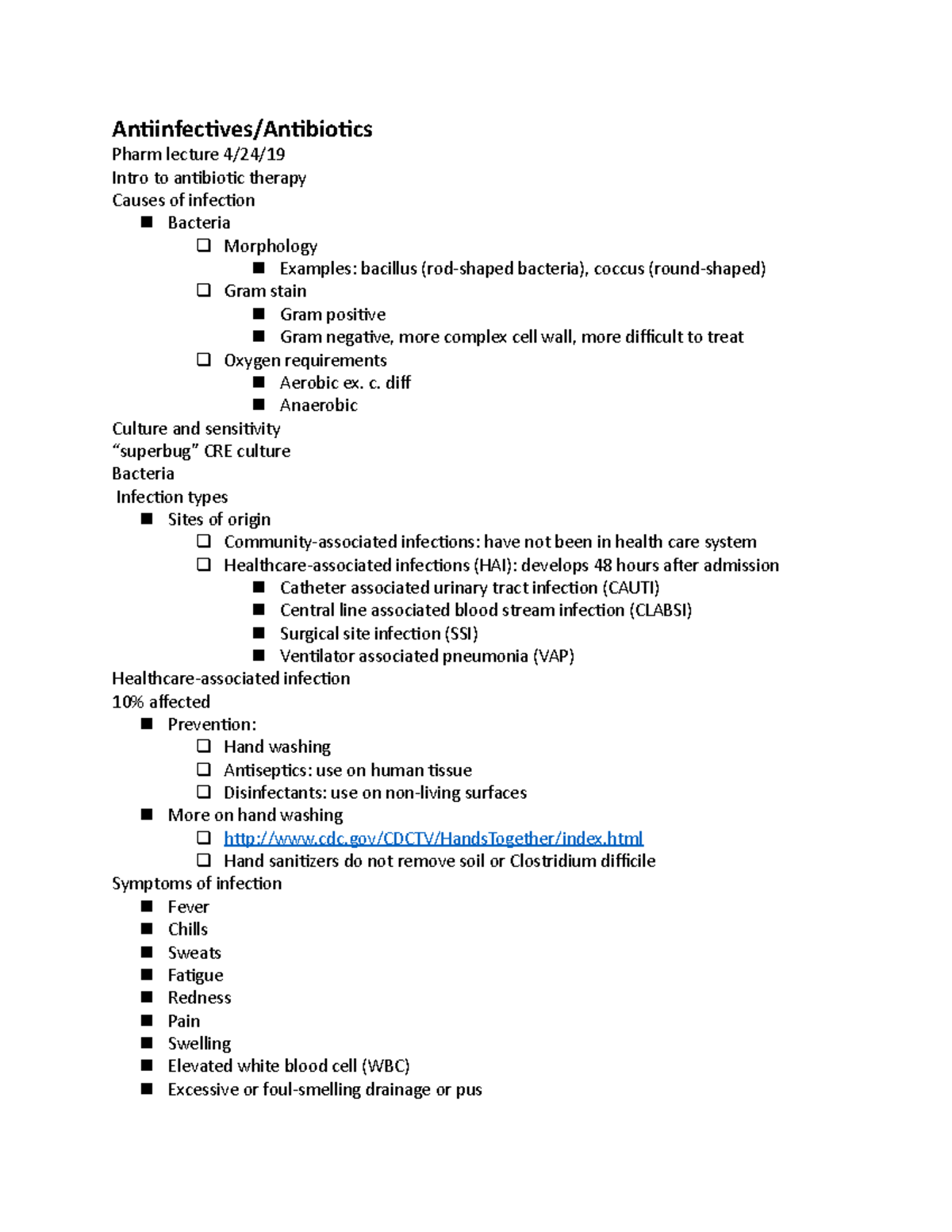 Antibiotics Pharm lecture notes - Antiinfectives/Antibiotics Pharm ...