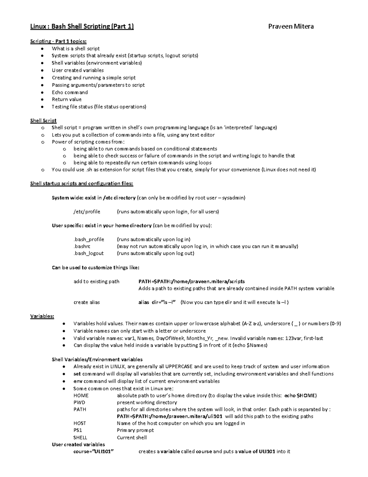 Scripting Part1 Notes Scripting Part 1 Topics What Is A Shell Script System Scripts 5079