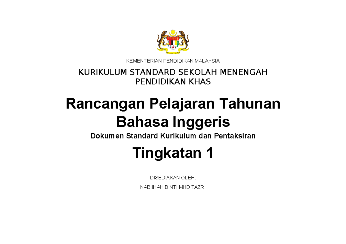 RPT English Cover - rpt - english language - KEMENTERIAN PENDIDIKAN ...