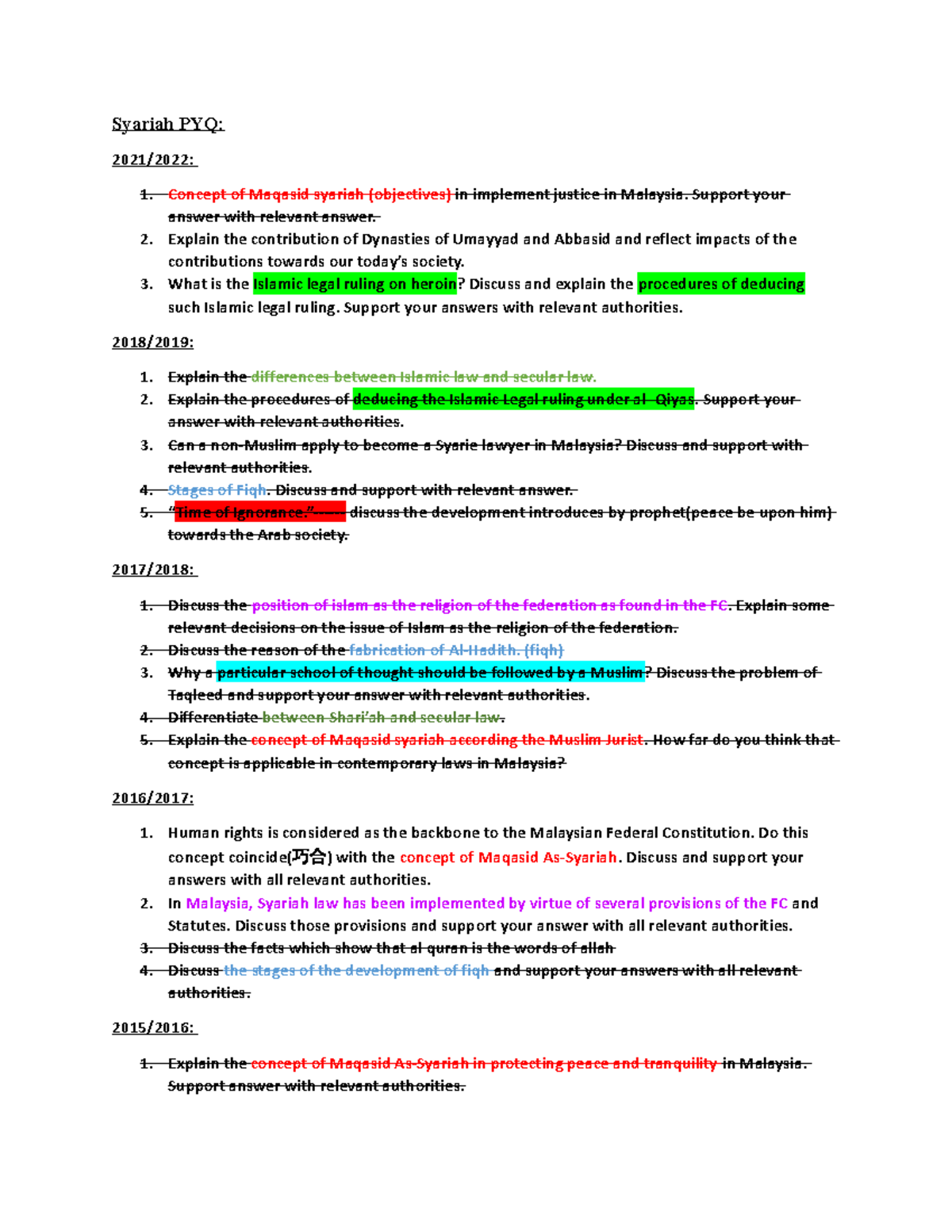 Syariah pyq - Syariah PYQ: 2021/2022: Concept of Maqasid syariah (objectives) in implement ...
