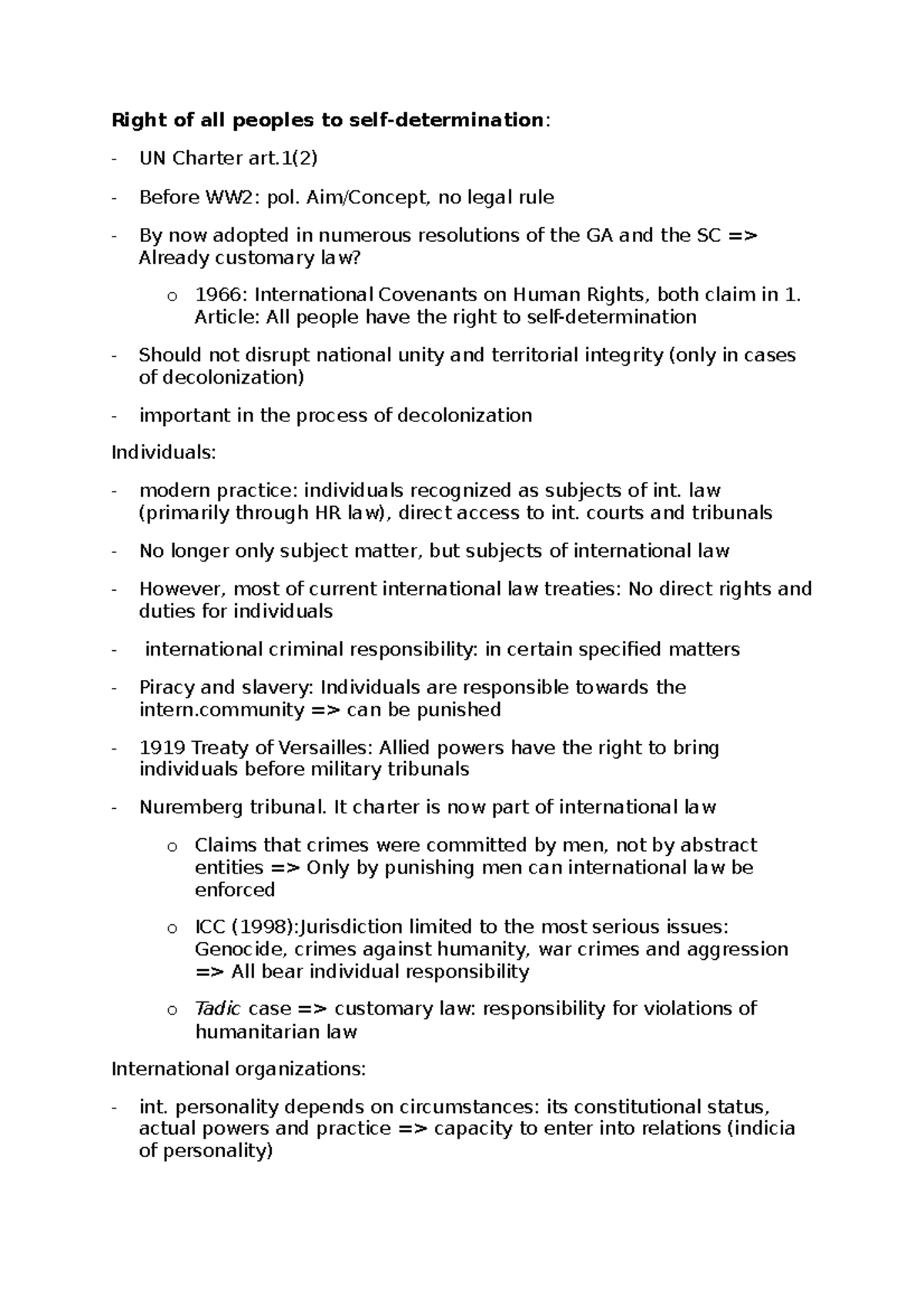 Right of all peoples to self - Right of all peoples to UN Charter art(2 ...