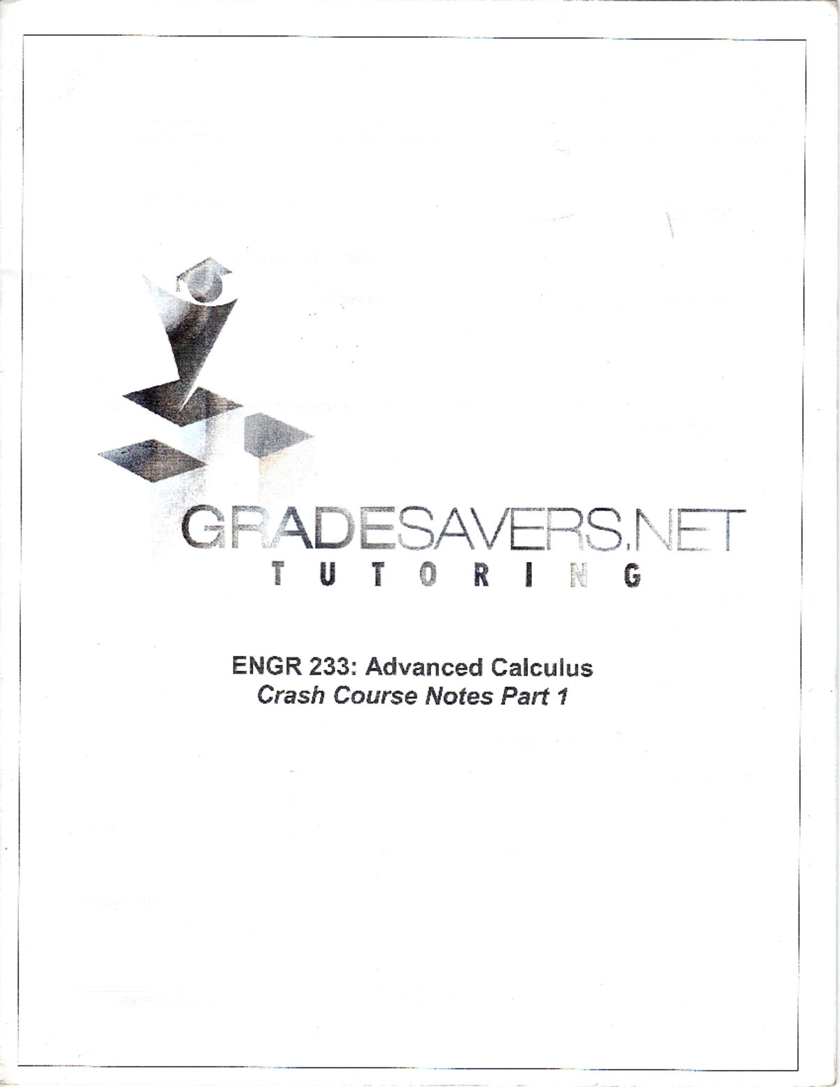 Grade Savers 233 - 1 - Summary Applied Advanced Calculus - ENGR 233 - Studocu