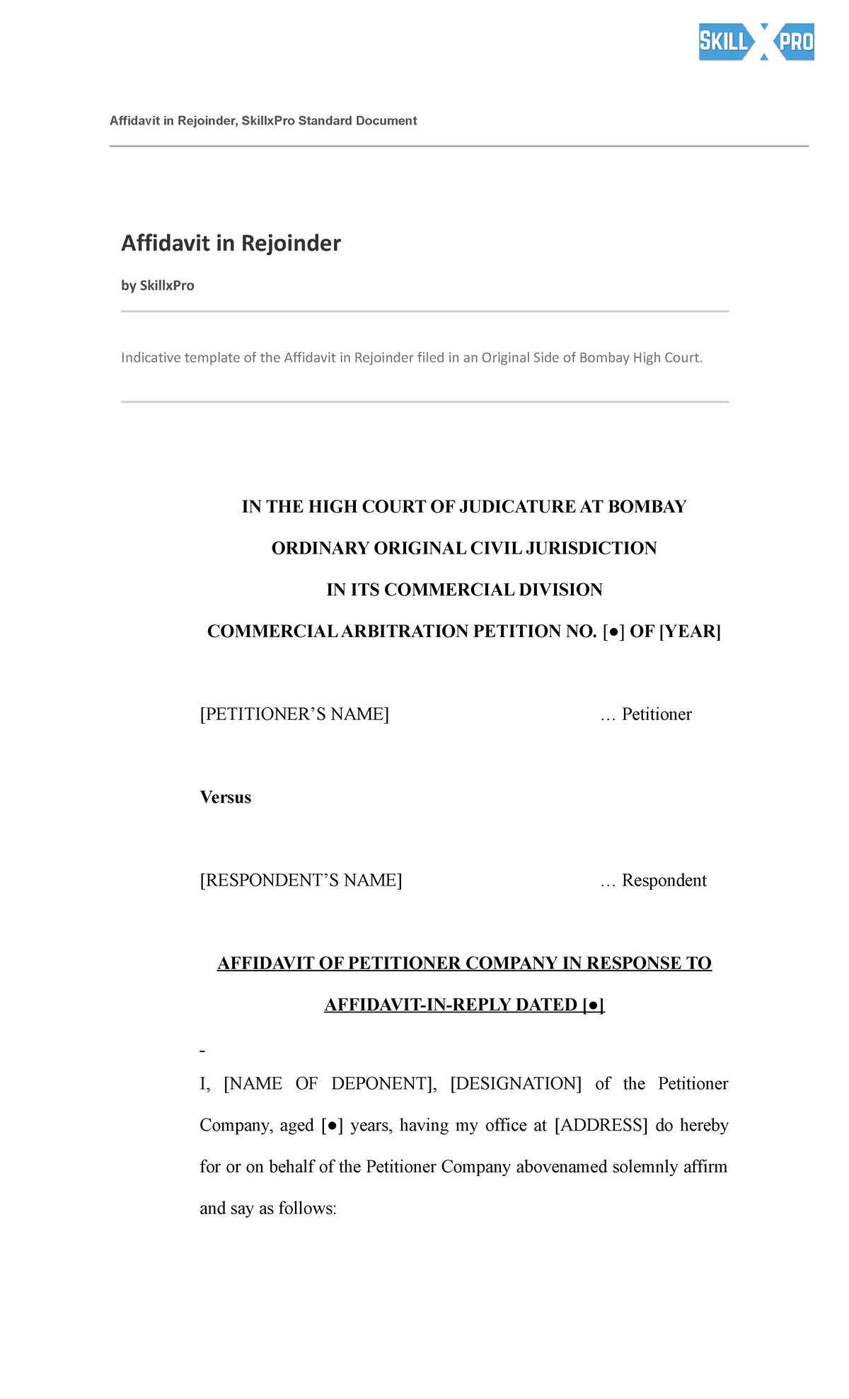 Affidavit in rejoinder civit suit - Affidavit in Rejoinder by SkillxPro ...