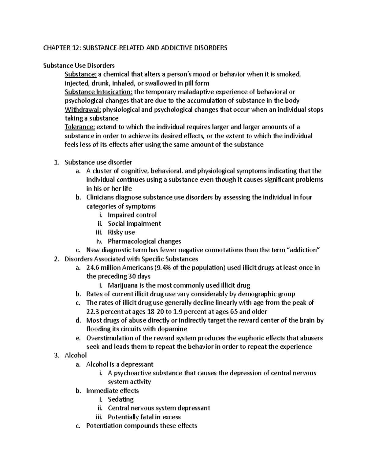 Chapter 12- Substance Use Disorders - CHAPTER 12: SUBSTANCE-RELATED AND ...