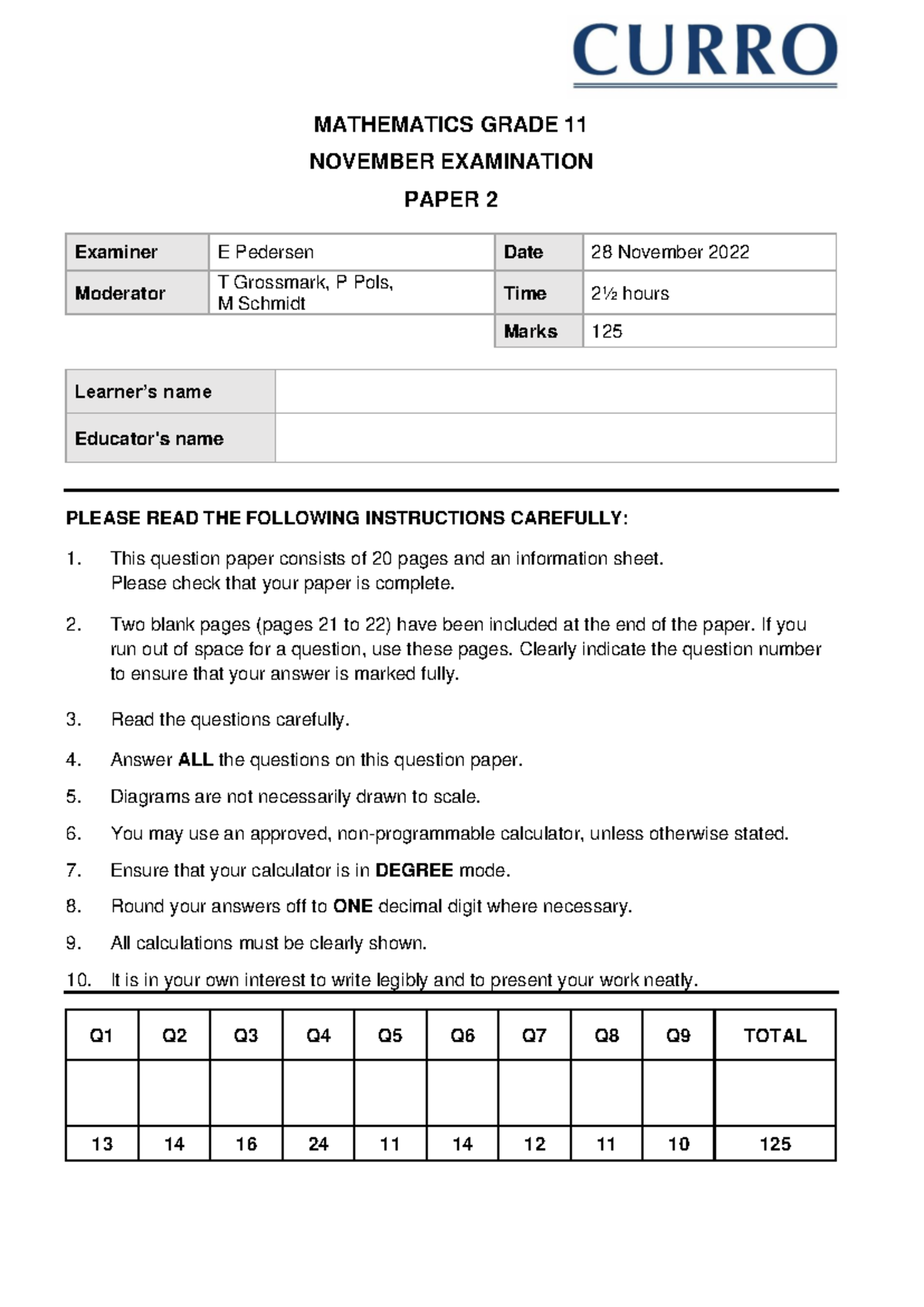 Gr11 Math P2 Nov 2022 Curro - MATHEMATICS GRADE 1 1 NOVEMBER ...