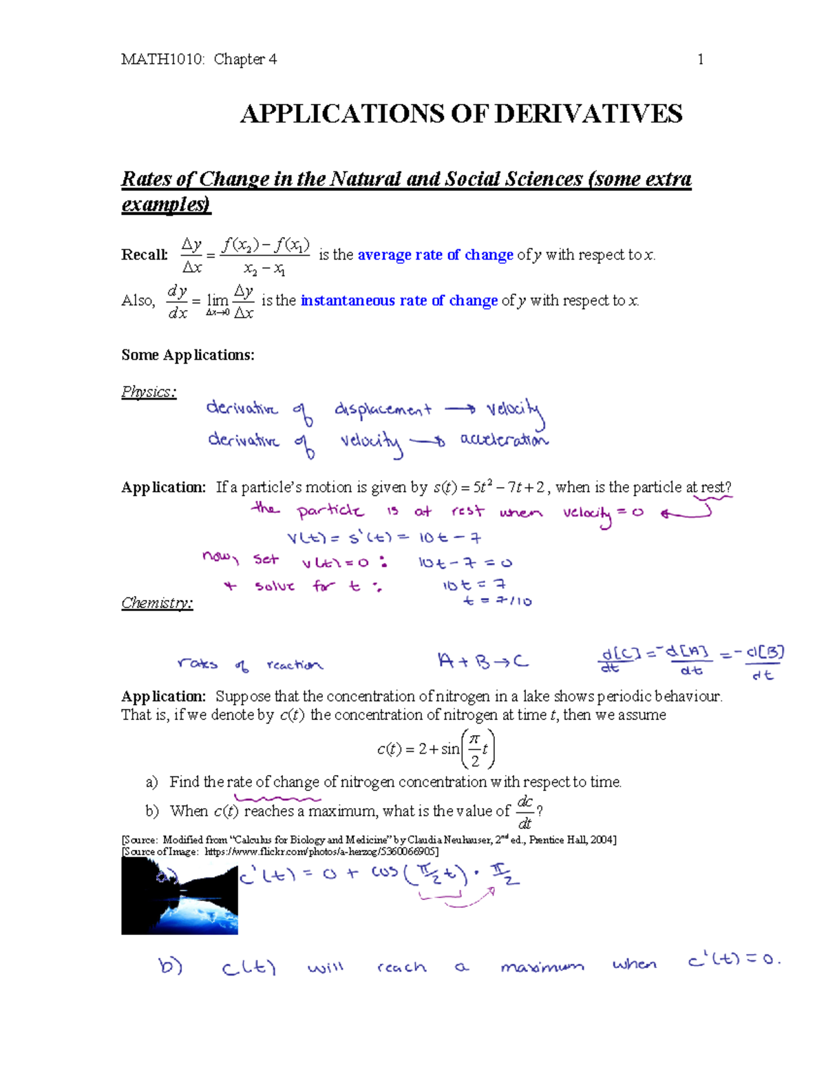 (9th Lecture) Applications of Derivatives & 4.1 - Related Rates ...