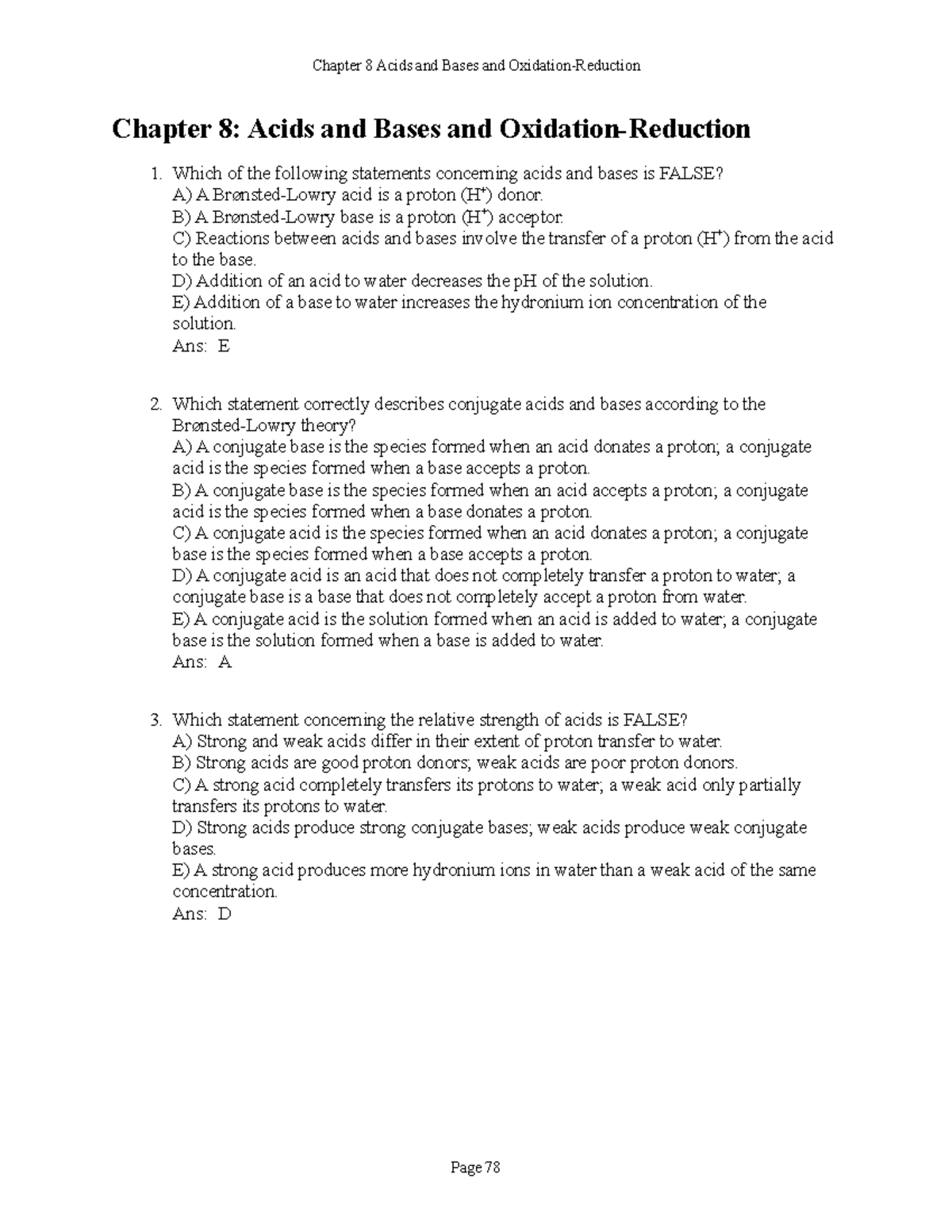 8 February 2016, questions and answers - Chapter 8: Acids and Bases and ...