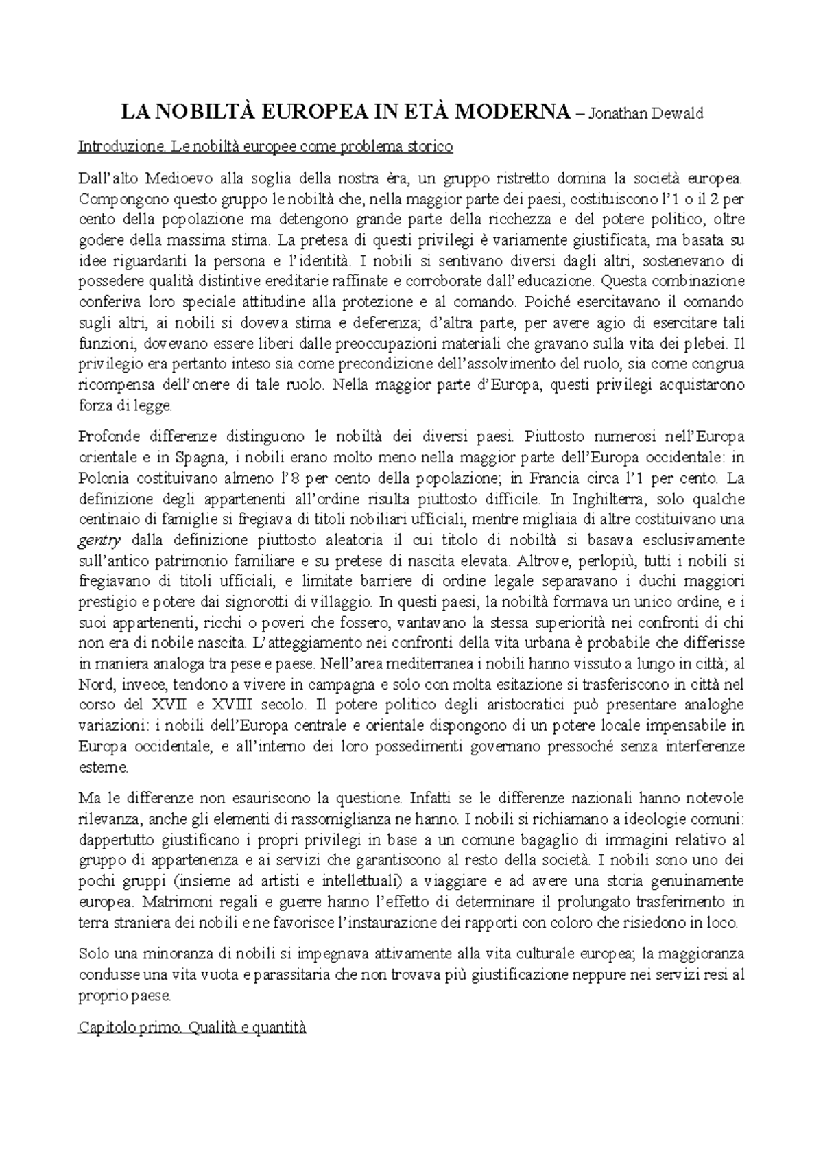 La nobiltà europea in età moderna - LA NOBILTÀ EUROPEA IN ETÀ MODERNA ...