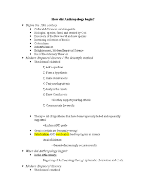 Anthropology - Notes - Part 2 - Subject Matter and Scope of ...