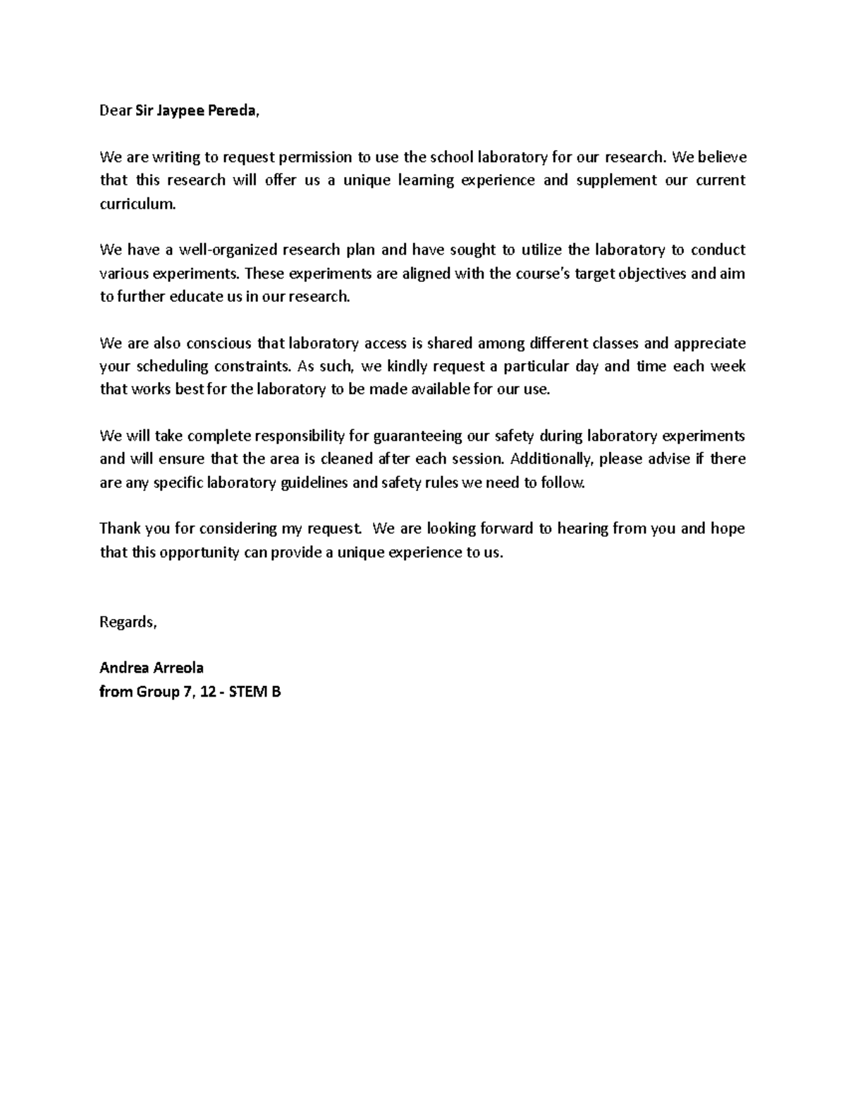 Permission-Request-Letter - Dear Sir Jaypee Pereda, We are writing to ...