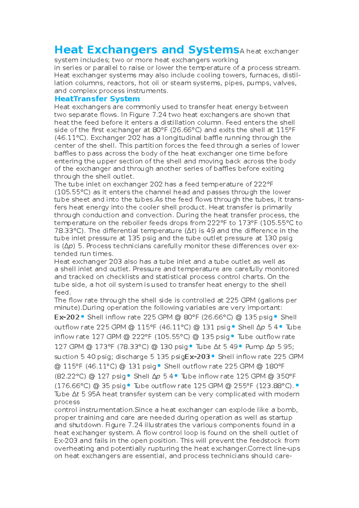 Process control and application 26 - Heat Exchangers and SystemsA heat ...