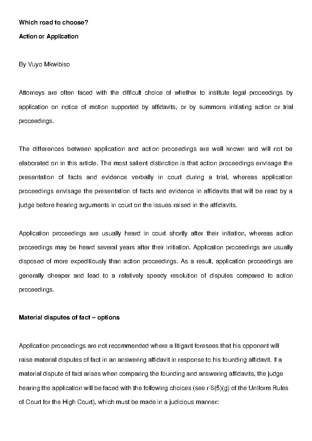 Action vs Application Article 2 - Which road to choose? Action or ...