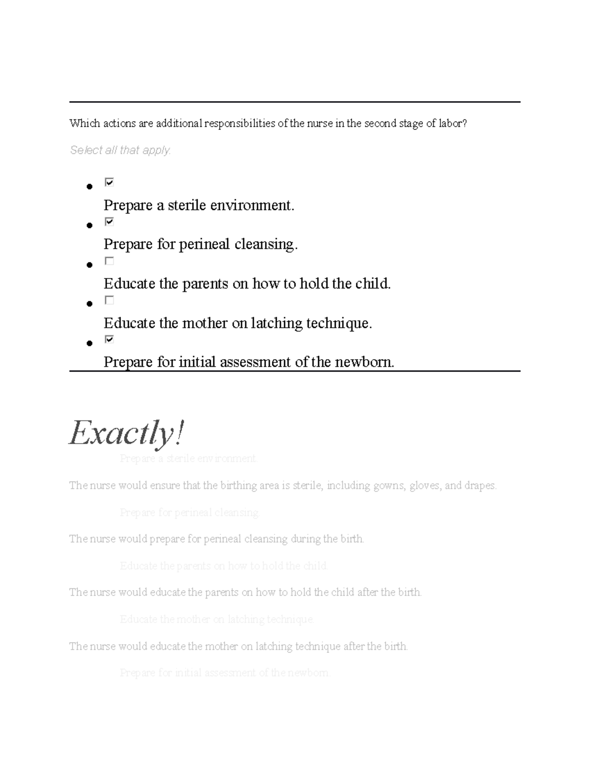Second, Third, and Fourth Stages of Labor Question 1 of 3 - Question 1 ...