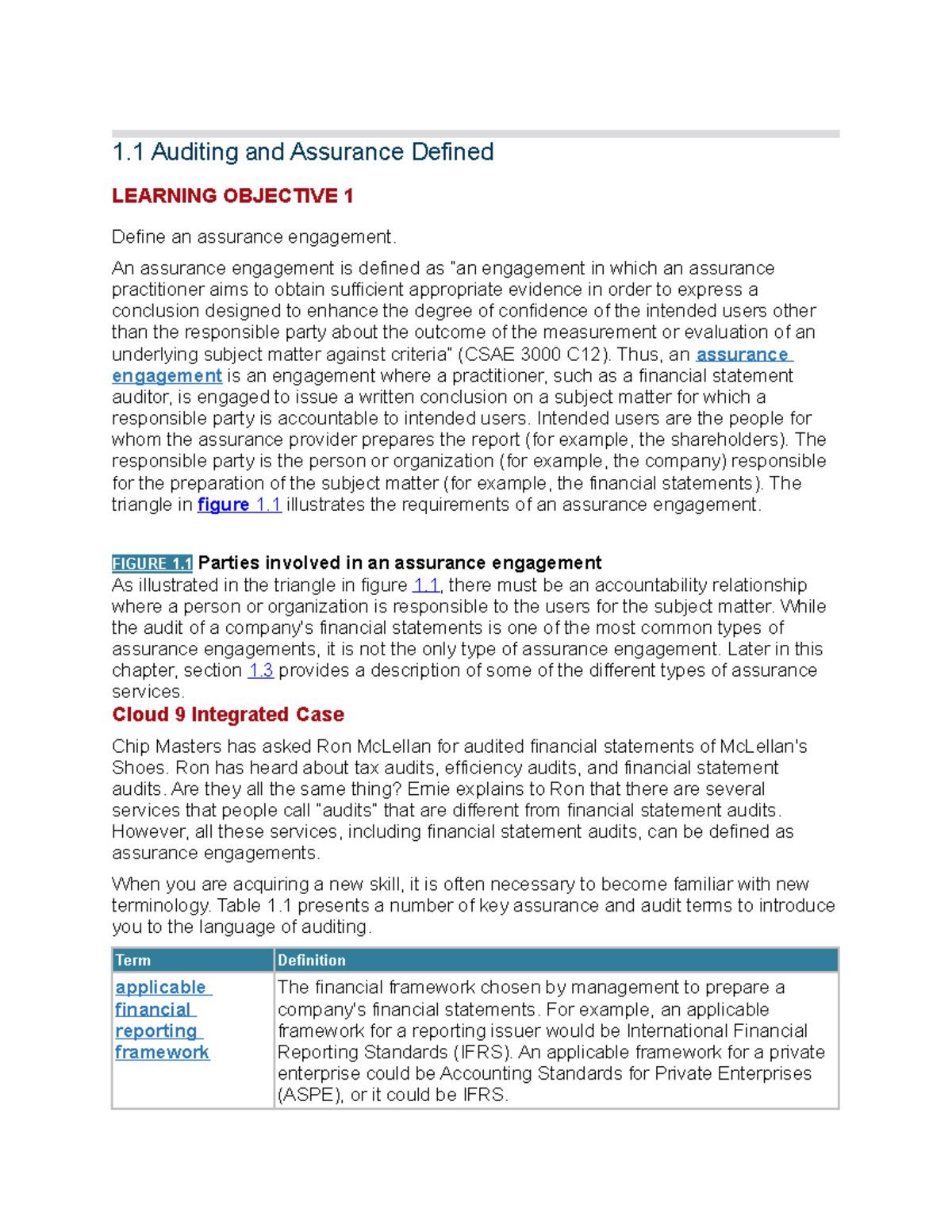 Auditing chapter 1 - 1 Auditing and Assurance Defined LEARNING OBJECTIVE 1 Define an assurance ...