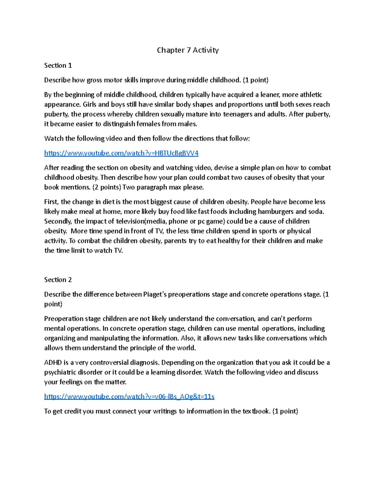 Psych 2304 Chapter 7 Activity - Chapter 7 Activity Section 1 Describe ...